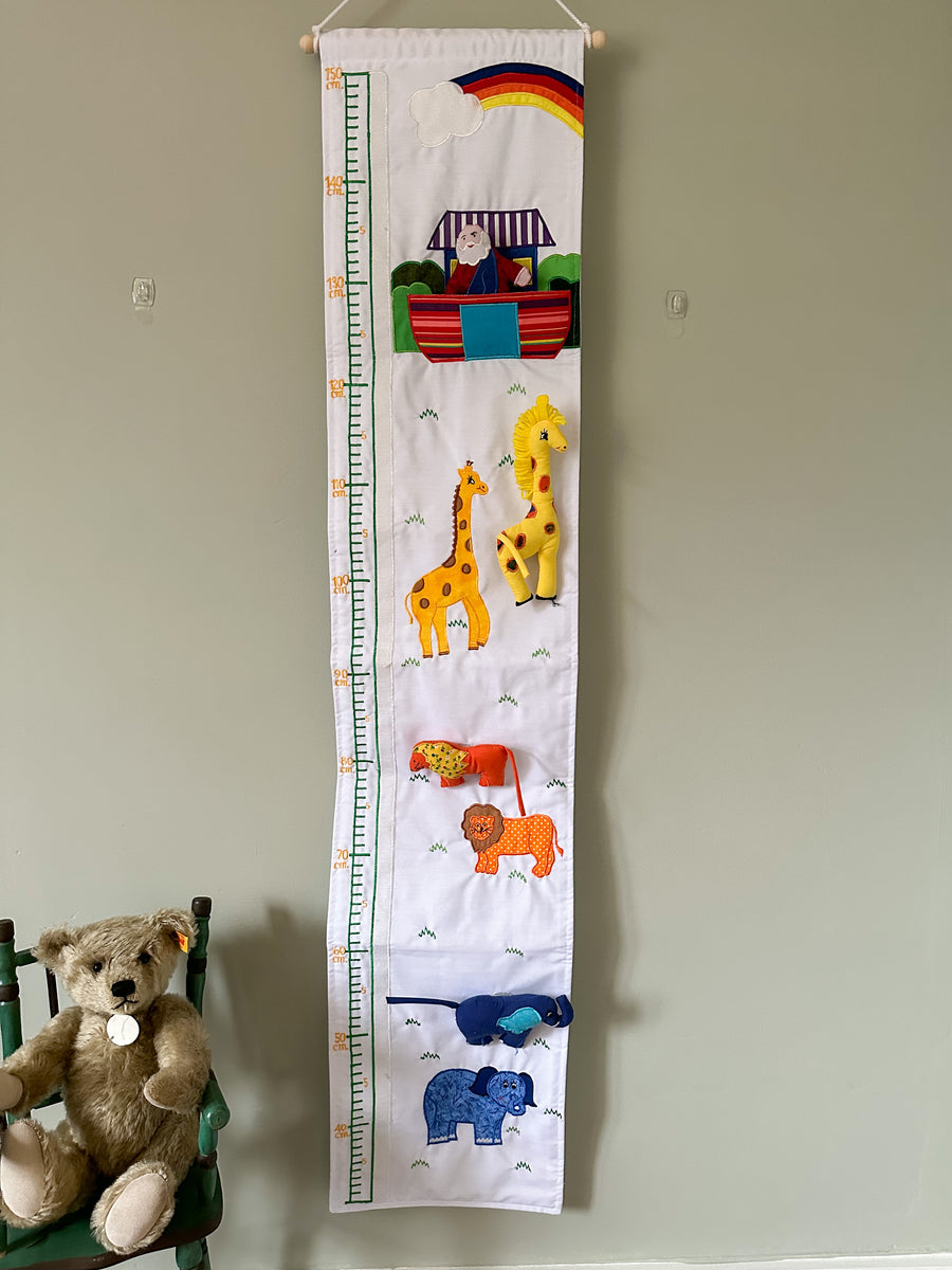 Vintage Noah’s Ark fabric height chart / growth chart / measuring stic ...