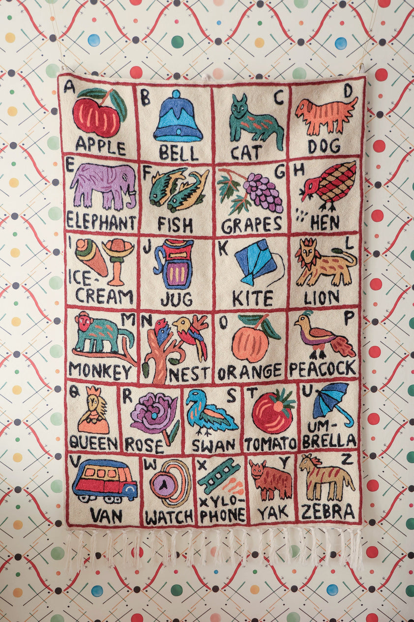 Handmade alphabet ABC crewel embroidered wall hanging tapestry | Nishat ...