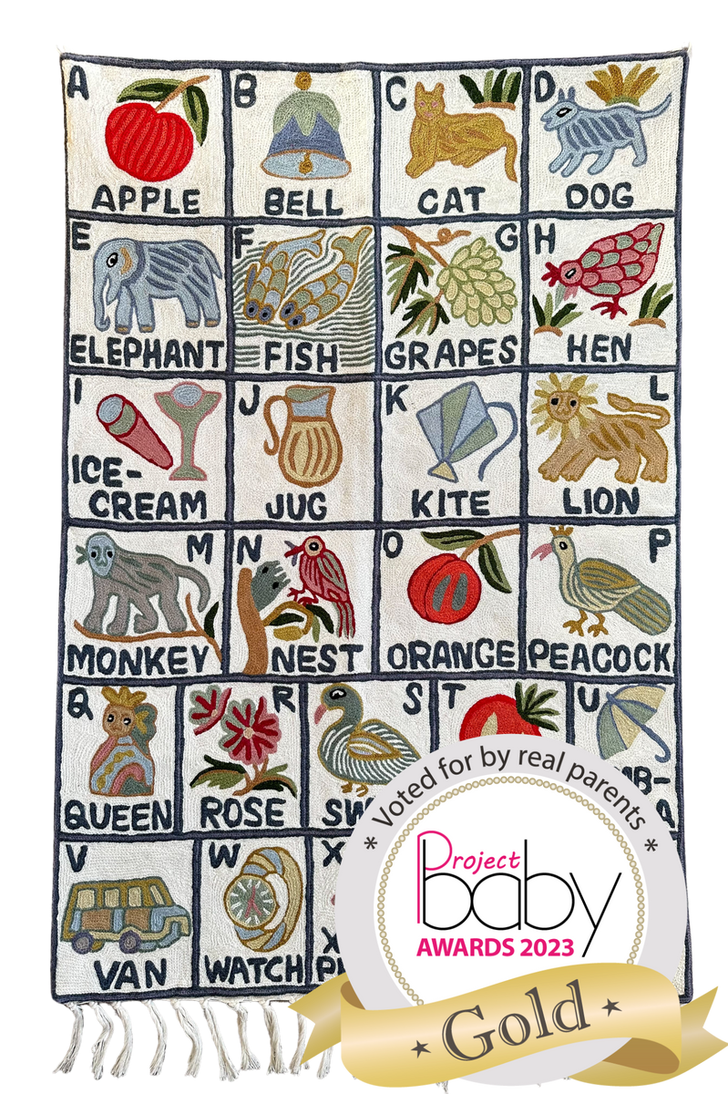 Handmade alphabet ABC crewel embroidered children's wall hanging ...