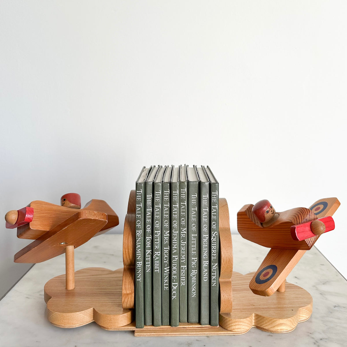 Pair of vintage handmade wooden aeroplane/airplane bookends, by Sylvan ...