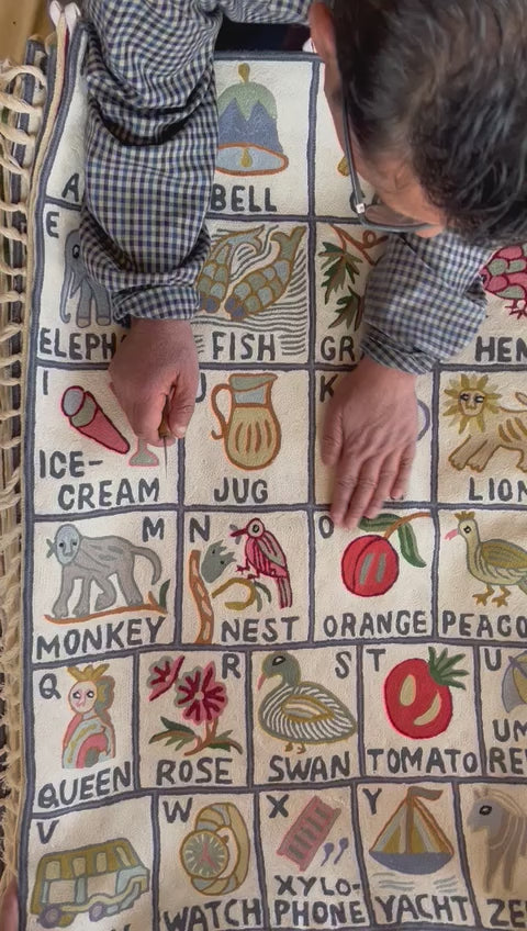 Handmade alphabet ABC crewel embroidered children's wall hanging ...