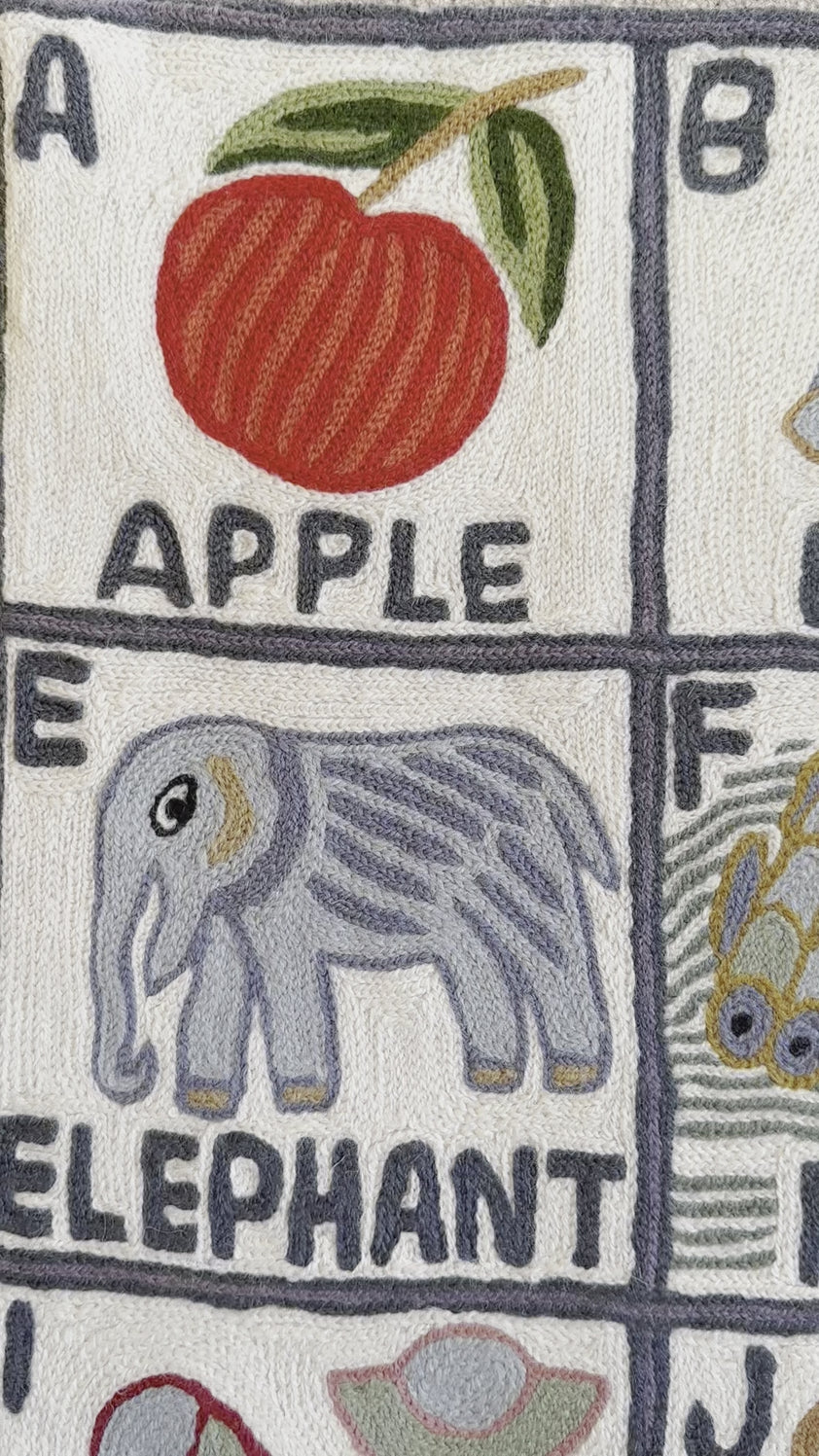 Handmade alphabet ABC crewel embroidered children's wall hanging ...