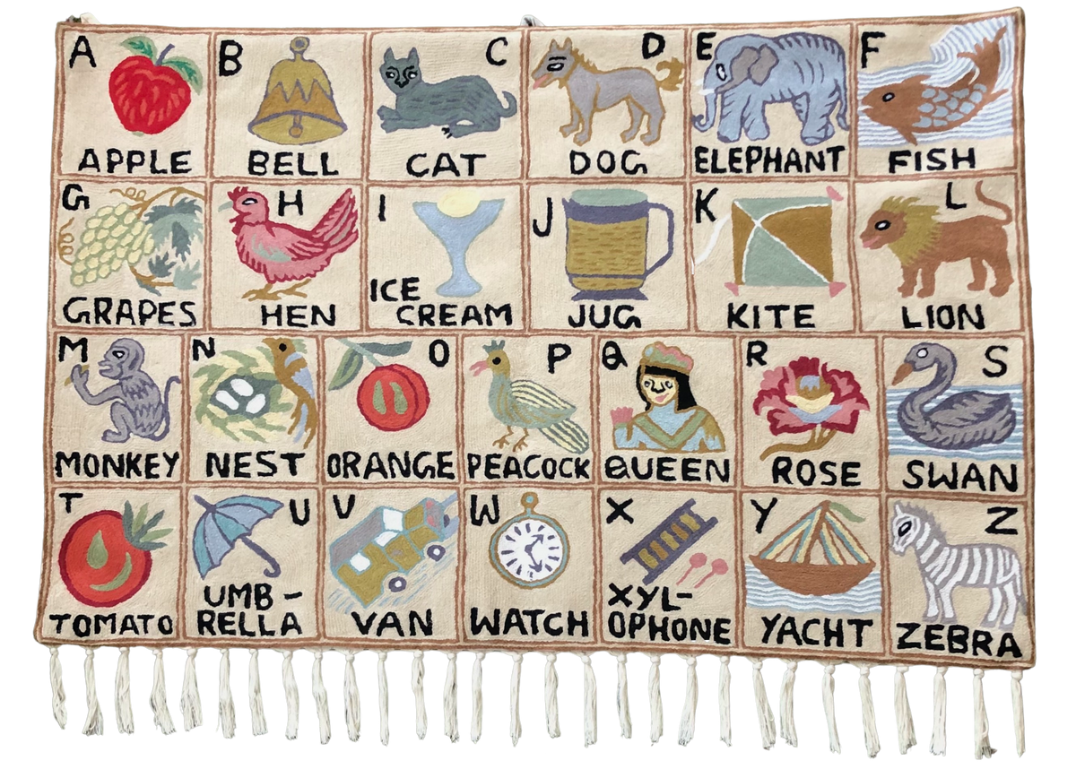 Handmade alphabet ABC crewel embroidered children's wall hanging ...