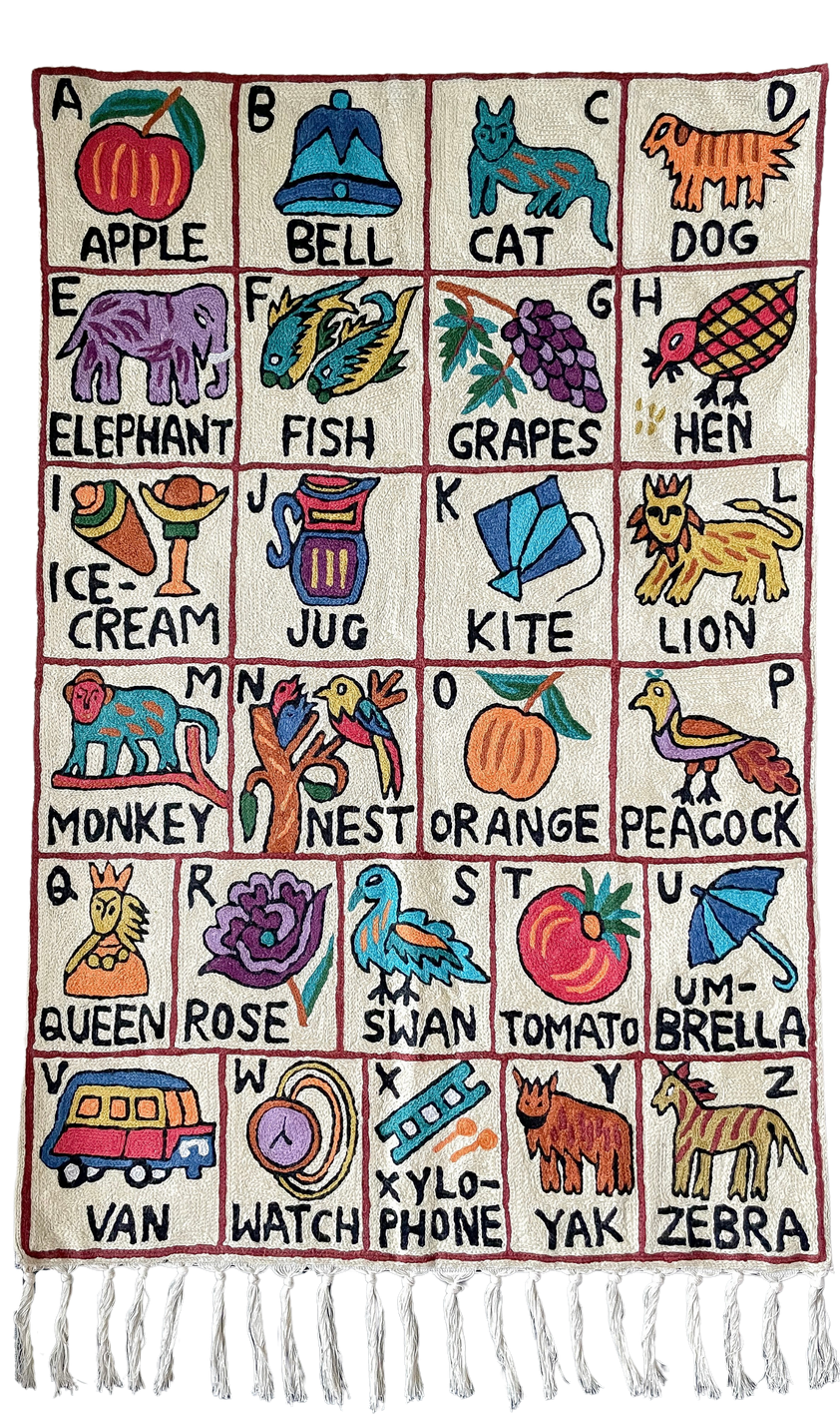 Handmade alphabet ABC crewel embroidered wall hanging tapestry | Nishat ...