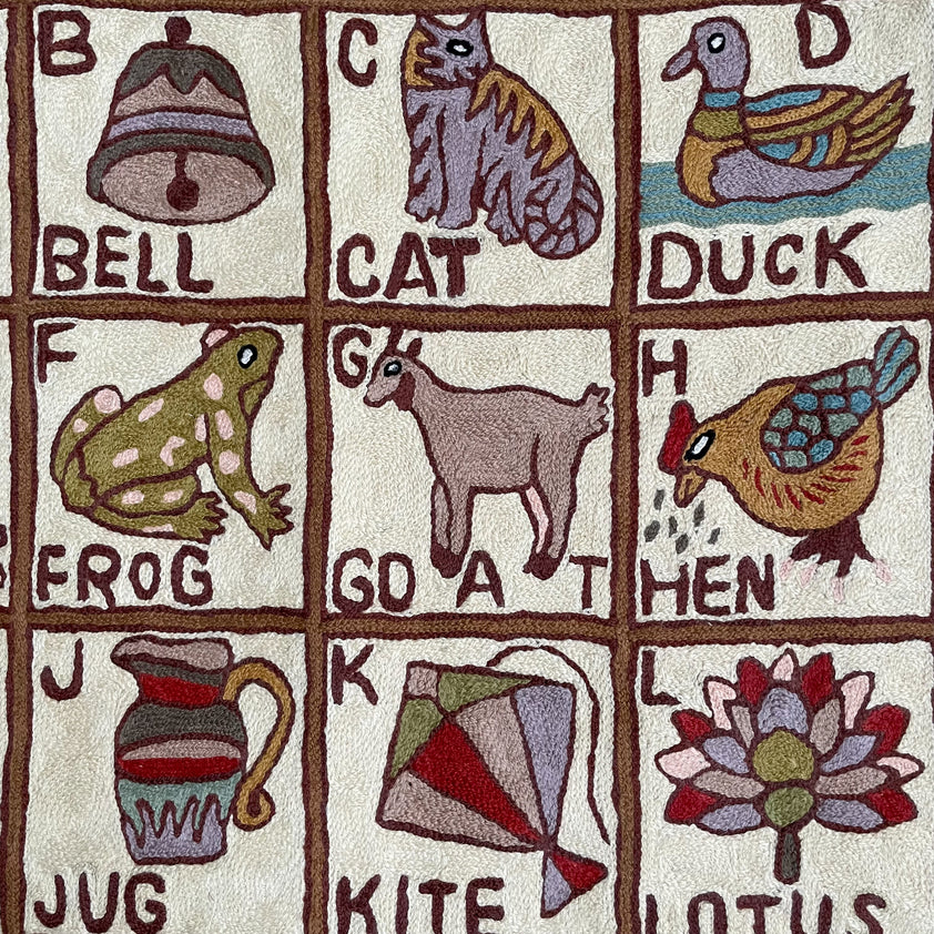 Handmade alphabet ABC crewel embroidered wall hanging tapestry ...