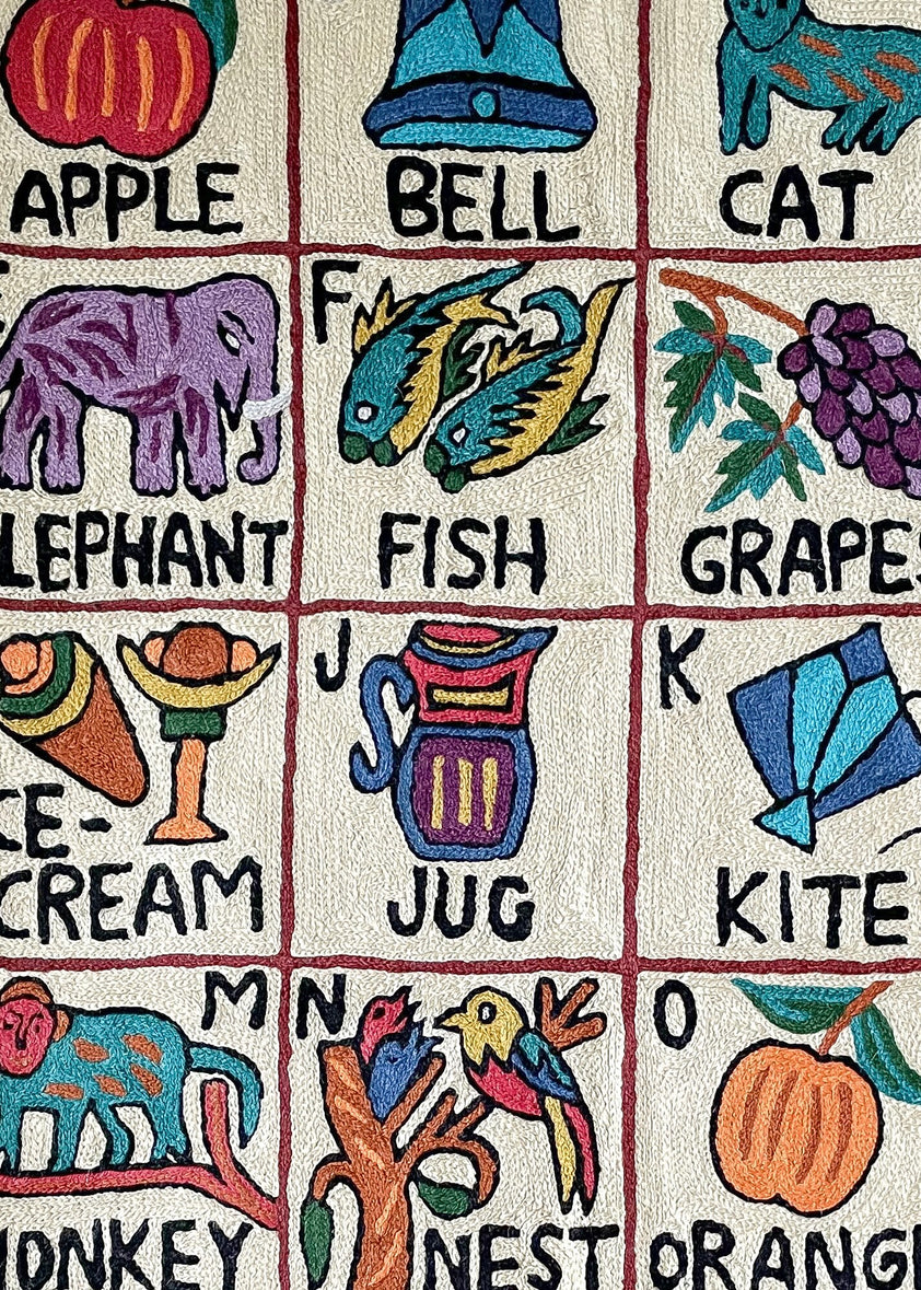 Handmade alphabet ABC crewel embroidered wall hanging tapestry | Nishat ...